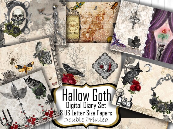 Gothic Diary Gothic Junk Journal Goth Digital Paper Set | Etsy