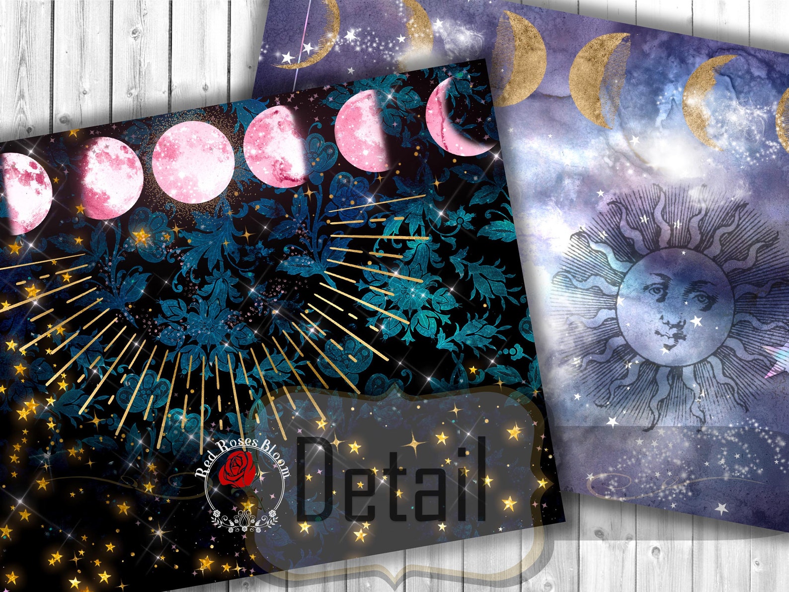 Cosmic Nights Junk Journal Papers, Celestial Fantasy Diary, Moon and ...