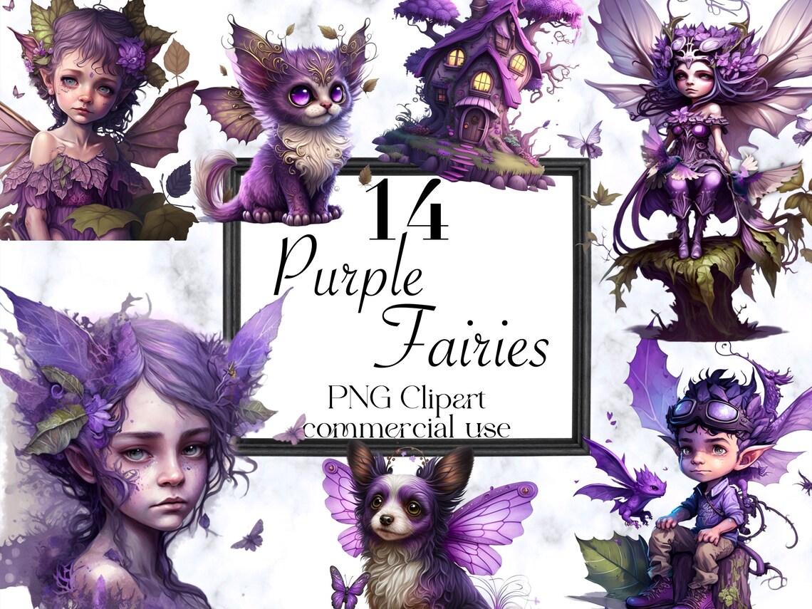 Purple Fairies Clipart, Fantasy Fairy Clipart, Fairytale Clipart ...