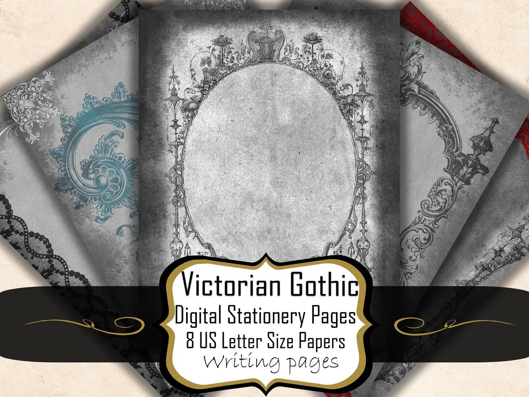 Gothic Stationery Paper, Gothic Writing Paper, Printable Stationery ...