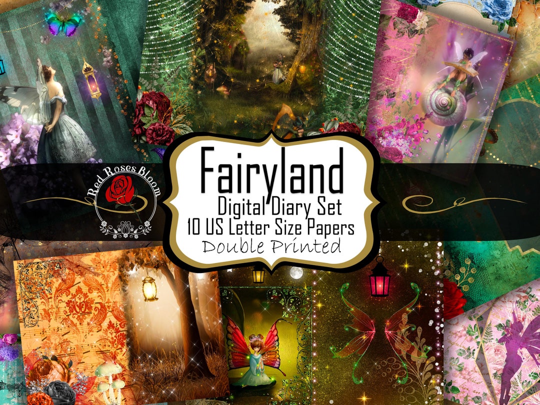 Fairy Digital Journal Kit Papers, Fantasy Gothic Diary, Faeries Junk ...