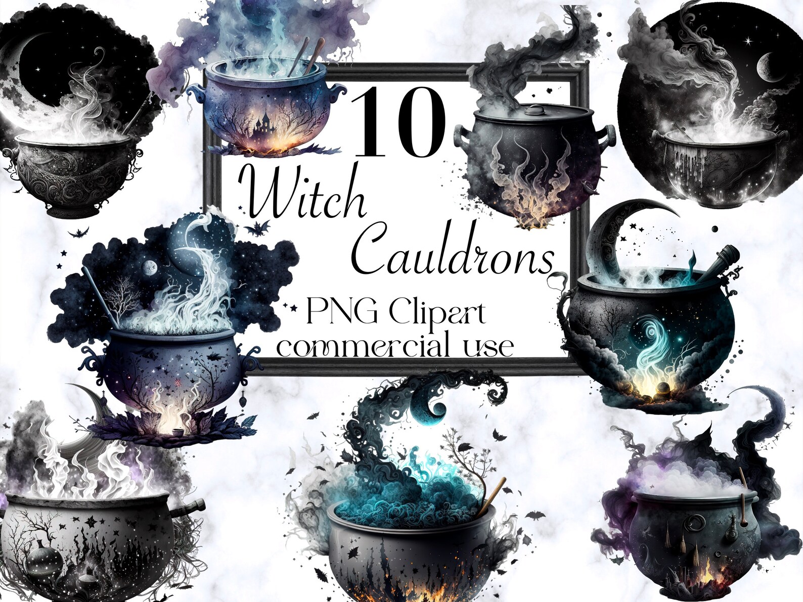 Witchy Cauldrons Clipart Witch Cooking Pot Fantasy Clipart - Etsy
