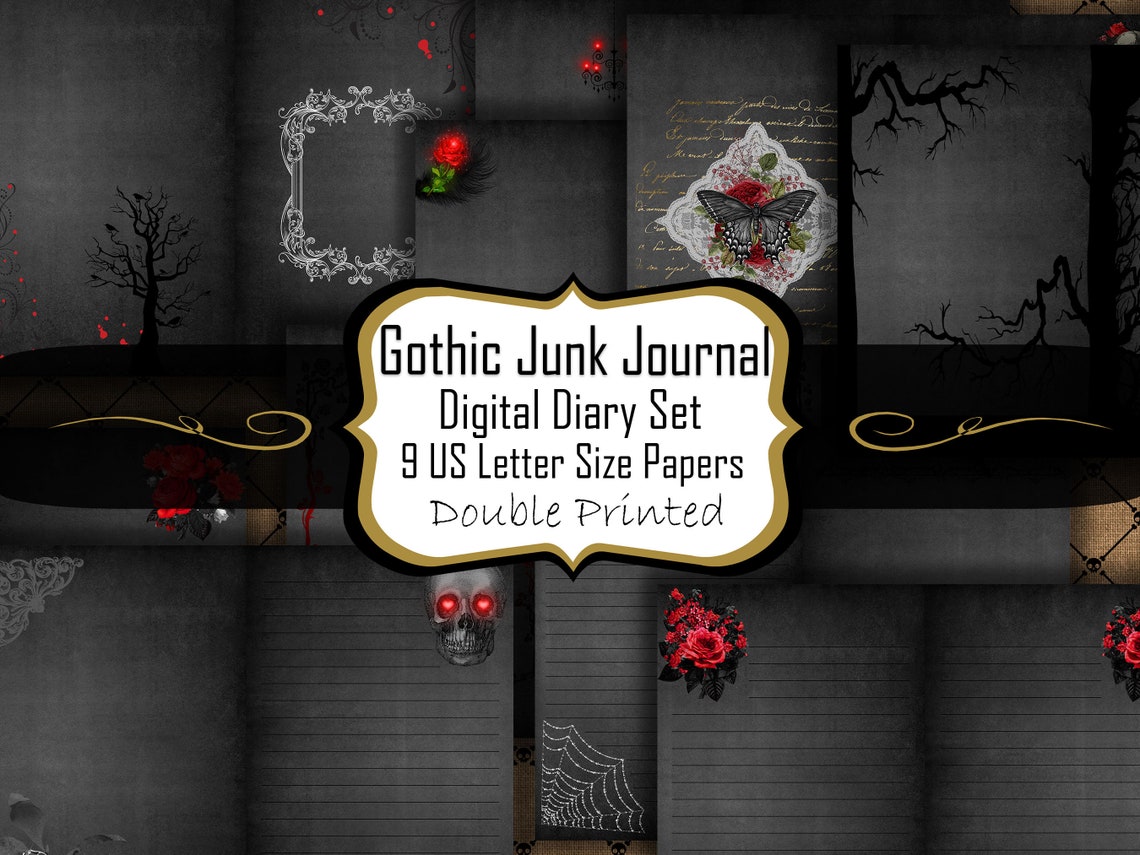 Gothic Diary Gothic Junk Journal Goth Digital Paper Set - Etsy