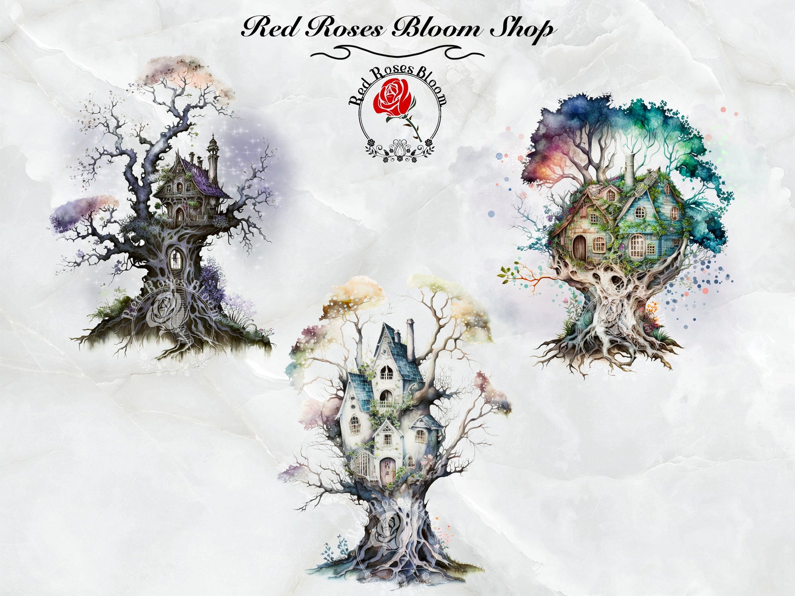 Fairy Trees Clipart Fantasy Clipart Fairytale Witchy - Etsy