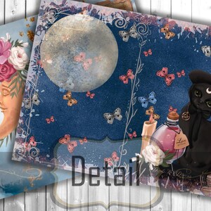 Moon Witch Digital Journal Papers, Fantasy Gothic Diary, Witches Junk ...