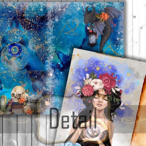Moon Witch Digital Journal Papers, Fantasy Gothic Diary, Witches Junk ...