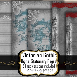 Gothic Stationery Paper, Gothic Writing Paper, Printable Stationery ...