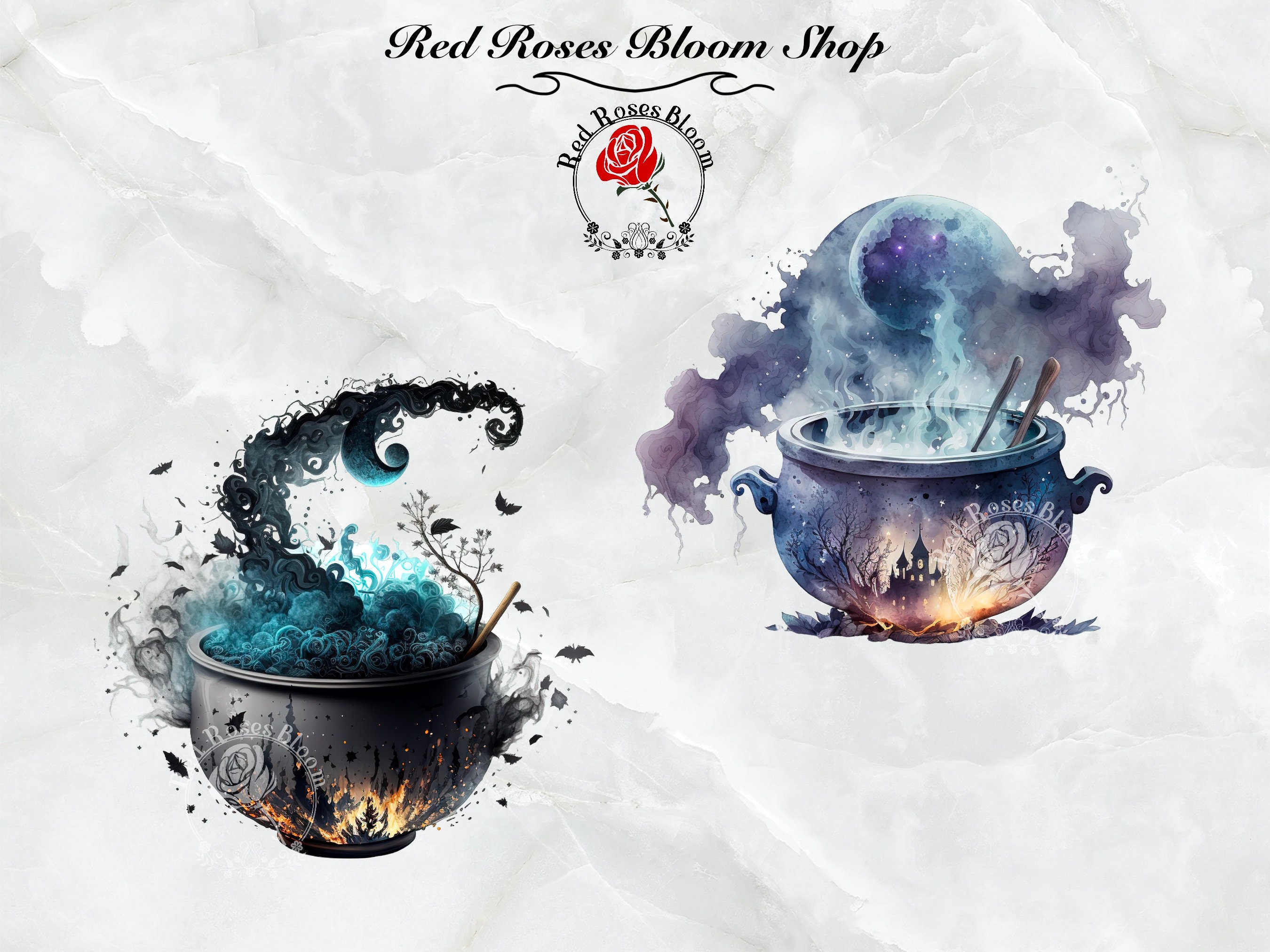Witchy Cauldrons Clipart, Witch Cooking Pot Fantasy Clipart, Fairytale ...