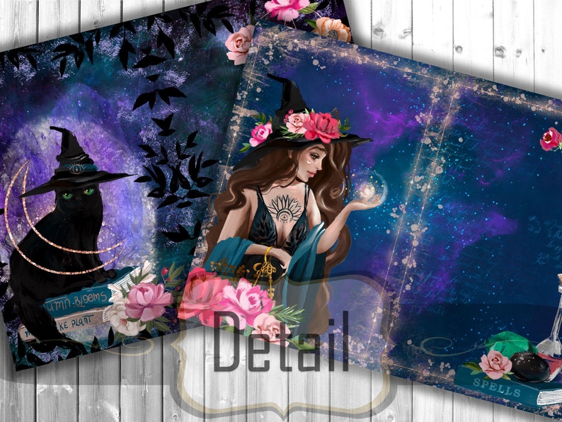 Moon Witch Digital Journal Papers Fantasy Gothic Diary - Etsy
