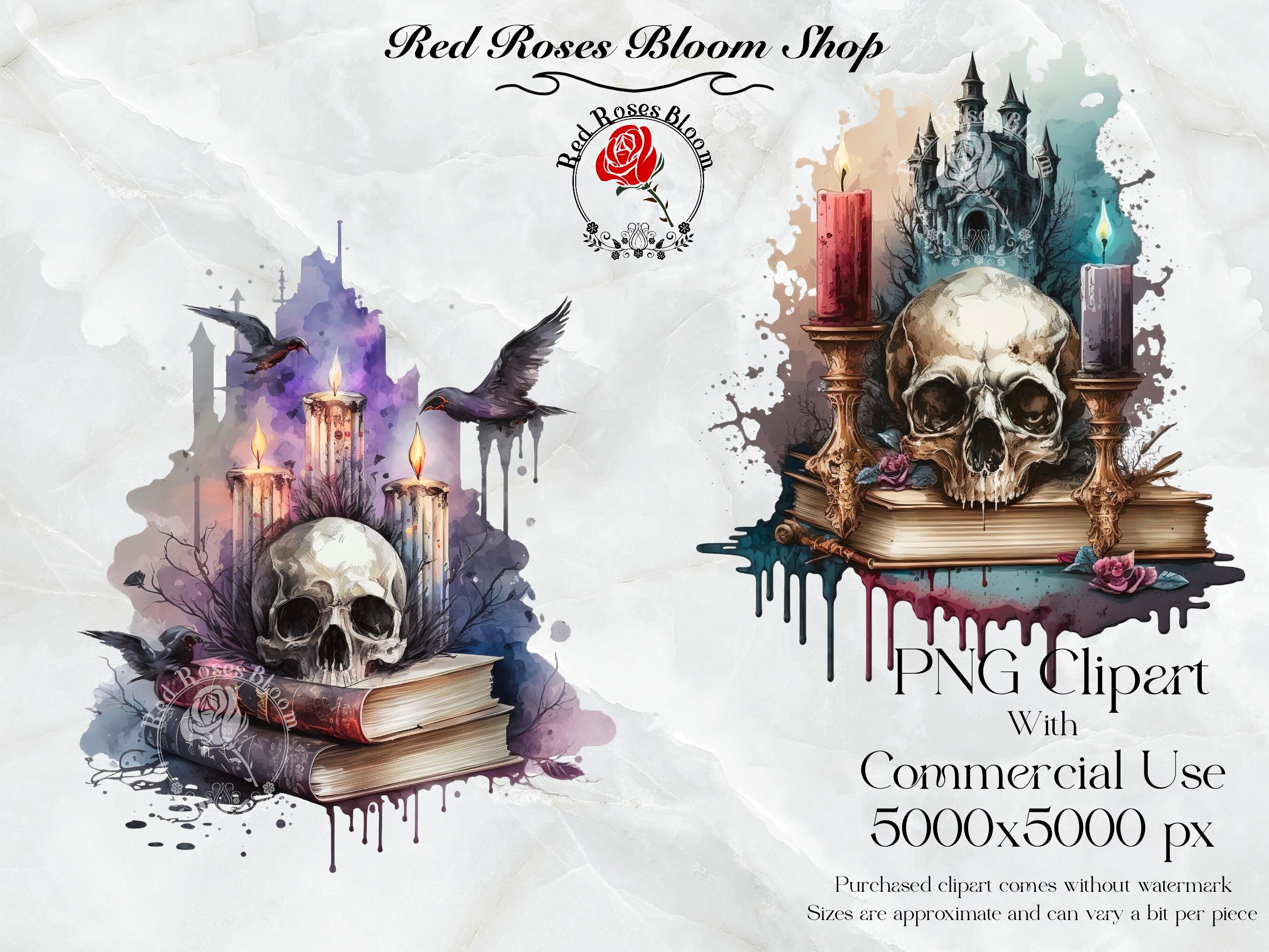 Gothic Skulls Clipart Fantasy Clipart Halloween Skull Witchy - Etsy