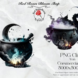 Witchy Cauldrons Clipart, Witch Cooking Pot Fantasy Clipart, Fairytale ...