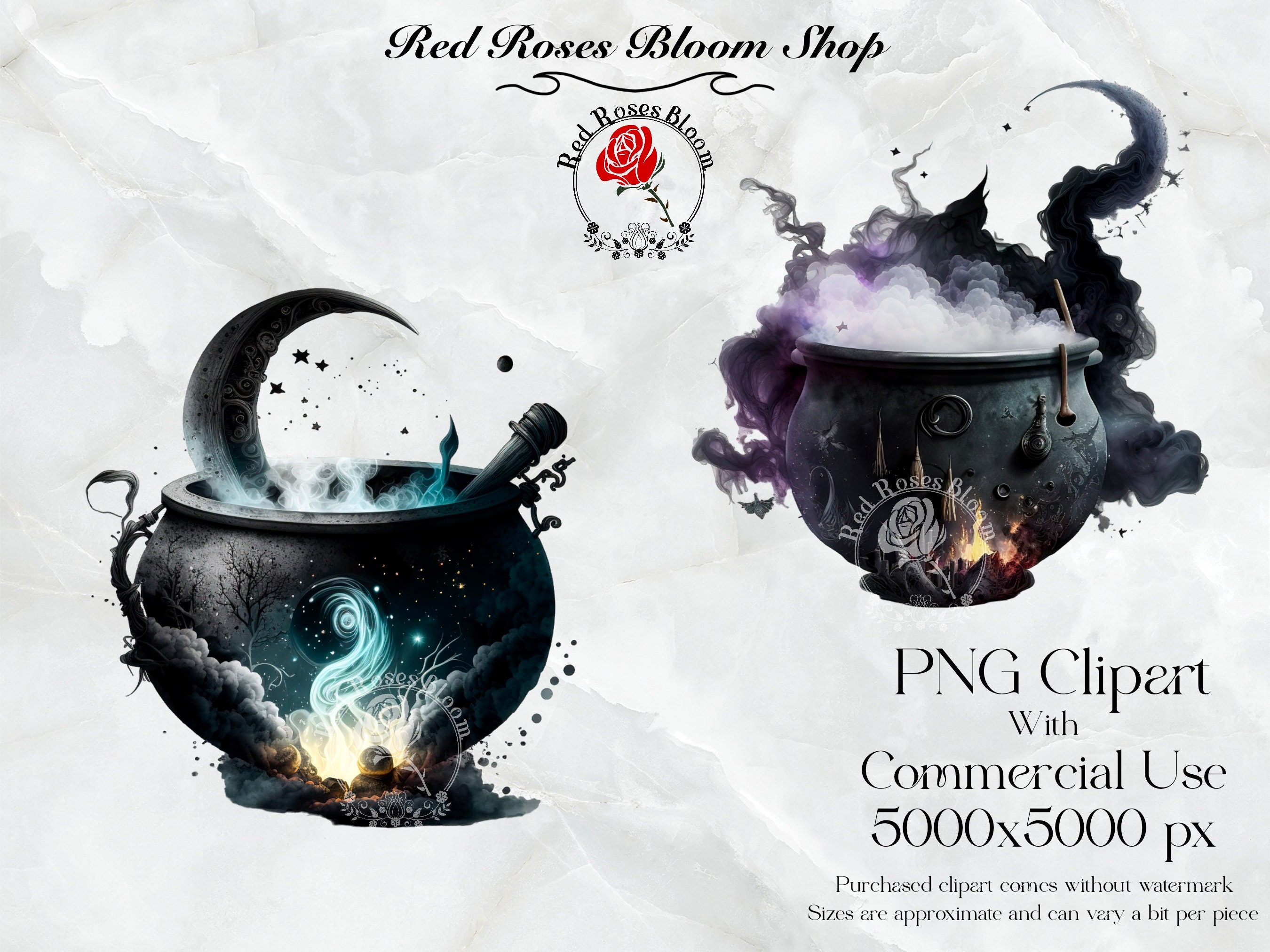 Witchy Cauldrons Clipart, Witch Cooking Pot Fantasy Clipart, Fairytale ...