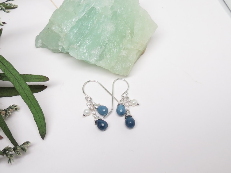 Peruvian Blue Opal With Pearl Earrings October Birthstone - Etsy
