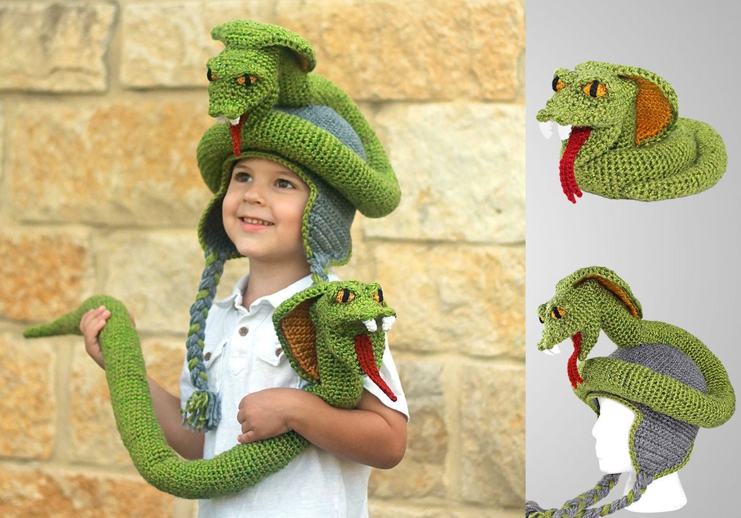 Crochet Cobra Hat & Toy Pattern. Easy Instructions for Cool Snake ...