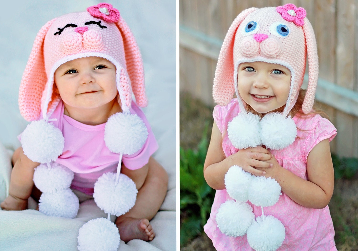 Crochet Bunny Hat Pattern. Easy Sweet Rabbit Earflap Beanie | Etsy