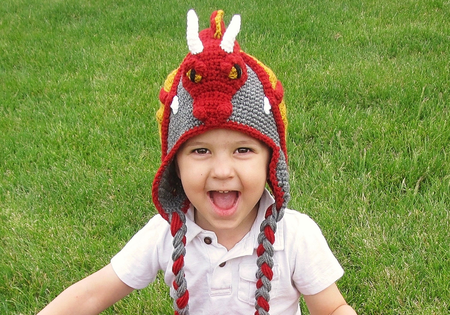Crochet Dragon Hat Pattern. Easy Instructions for Cool Earflap | Etsy