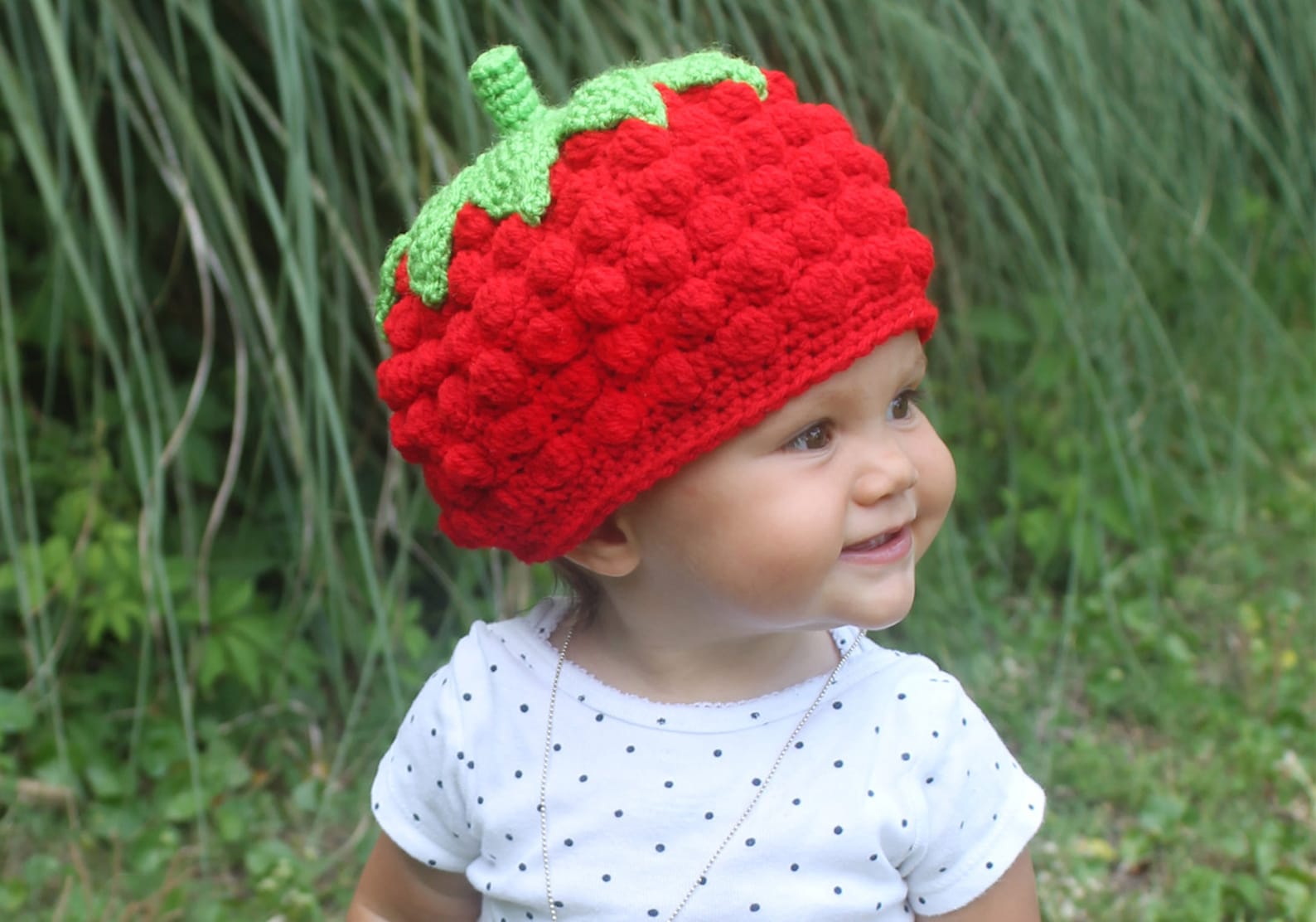 Crochet Strawberry Hat Pattern. Easy Instructions for Cute Fruit Beanie ...