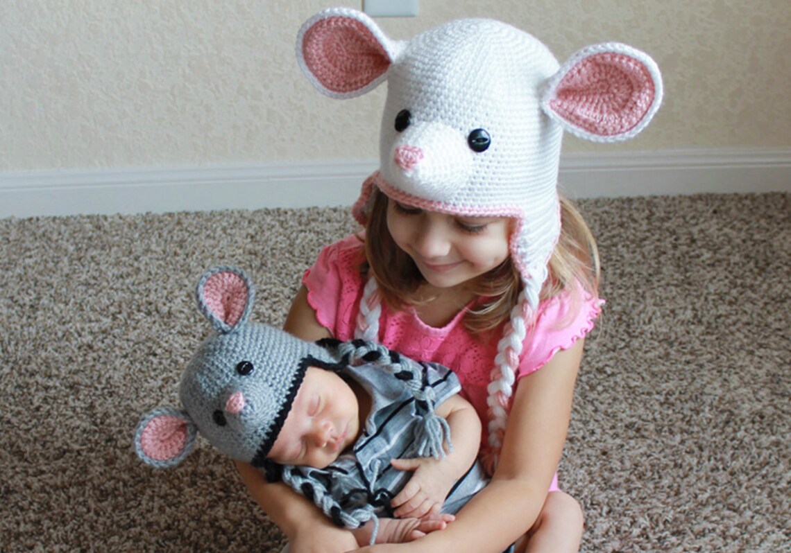 Crochet Mouse Hat Pattern. Easy Instructions for Boy & Girl | Etsy