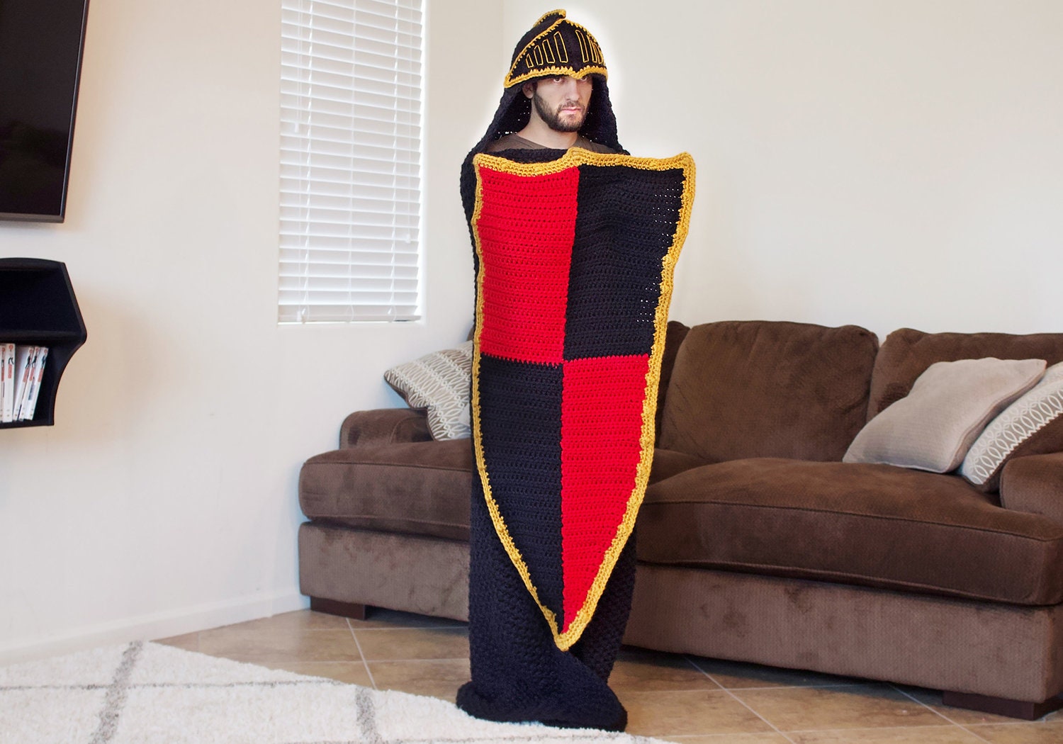 Crochet Knight Blanket Pattern. Cool Gamers Hooded Blanket - Etsy