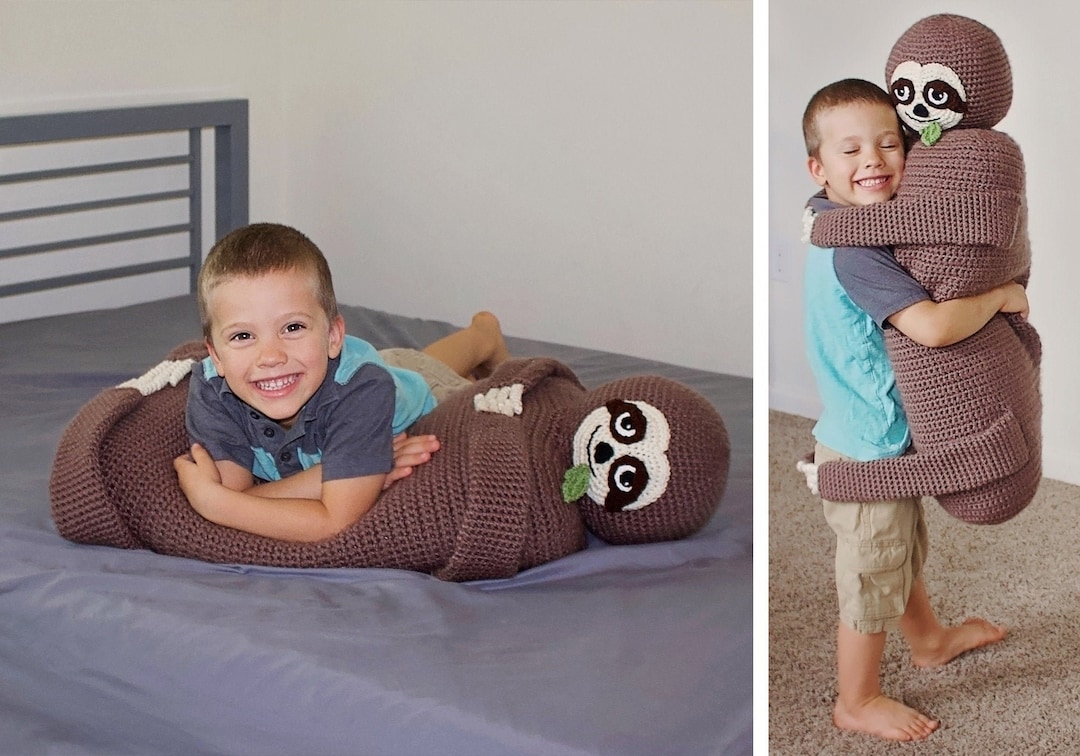 Crochet Sloth Body Pillow/giant Stuffed Toy Pattern. Easy & Cute Sloth ...