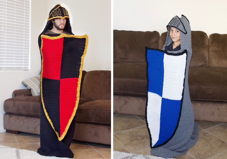 Crochet Knight Blanket Pattern. Cool Gamers Hooded Blanket Easy ...