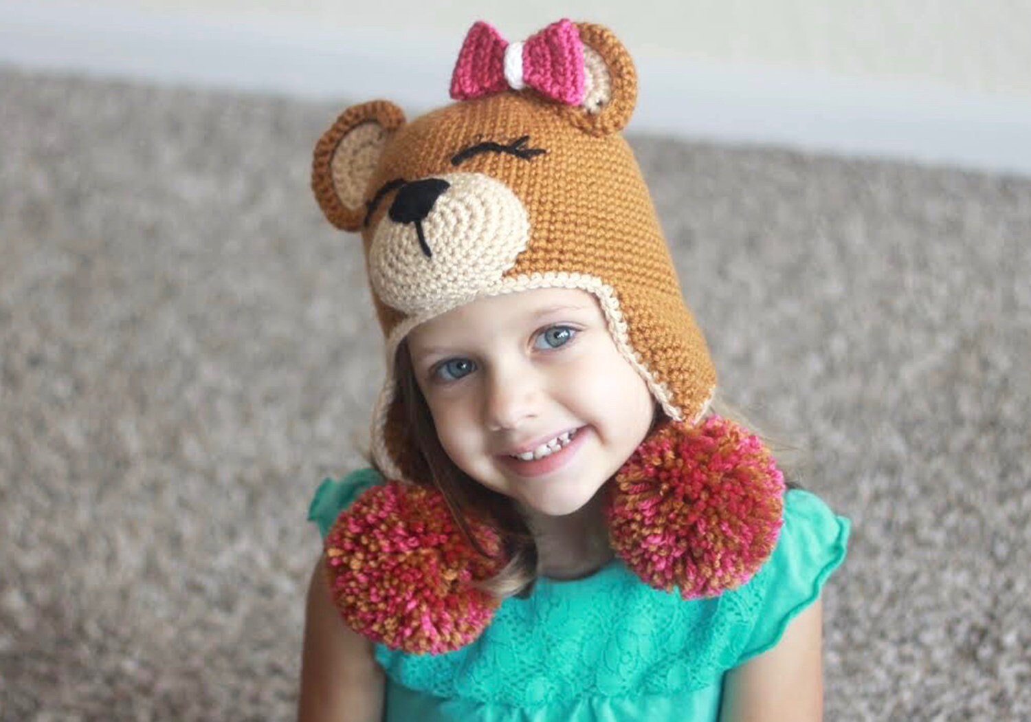Crochet Bear Hat Pattern. Easy Instructions for Cute Boy & Girl Teddy ...