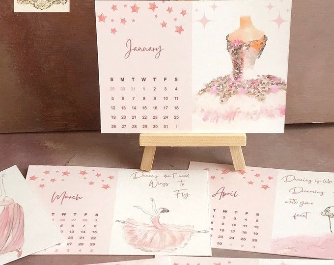 2025 Ballerina Desk Calendar on Wooden Easel , Ballet Lover Gift, Year ...