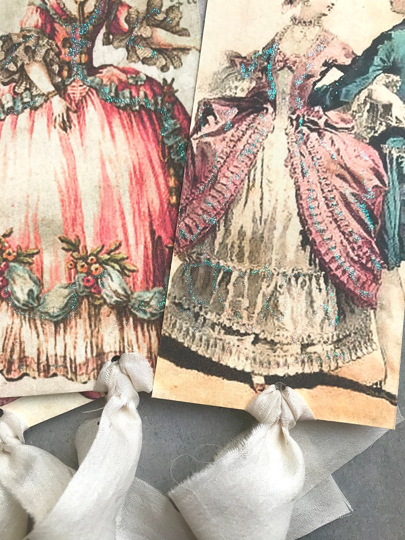 4 Marie Antoinette Inspired Glitter Bookmarks With Pure Silk | Etsy