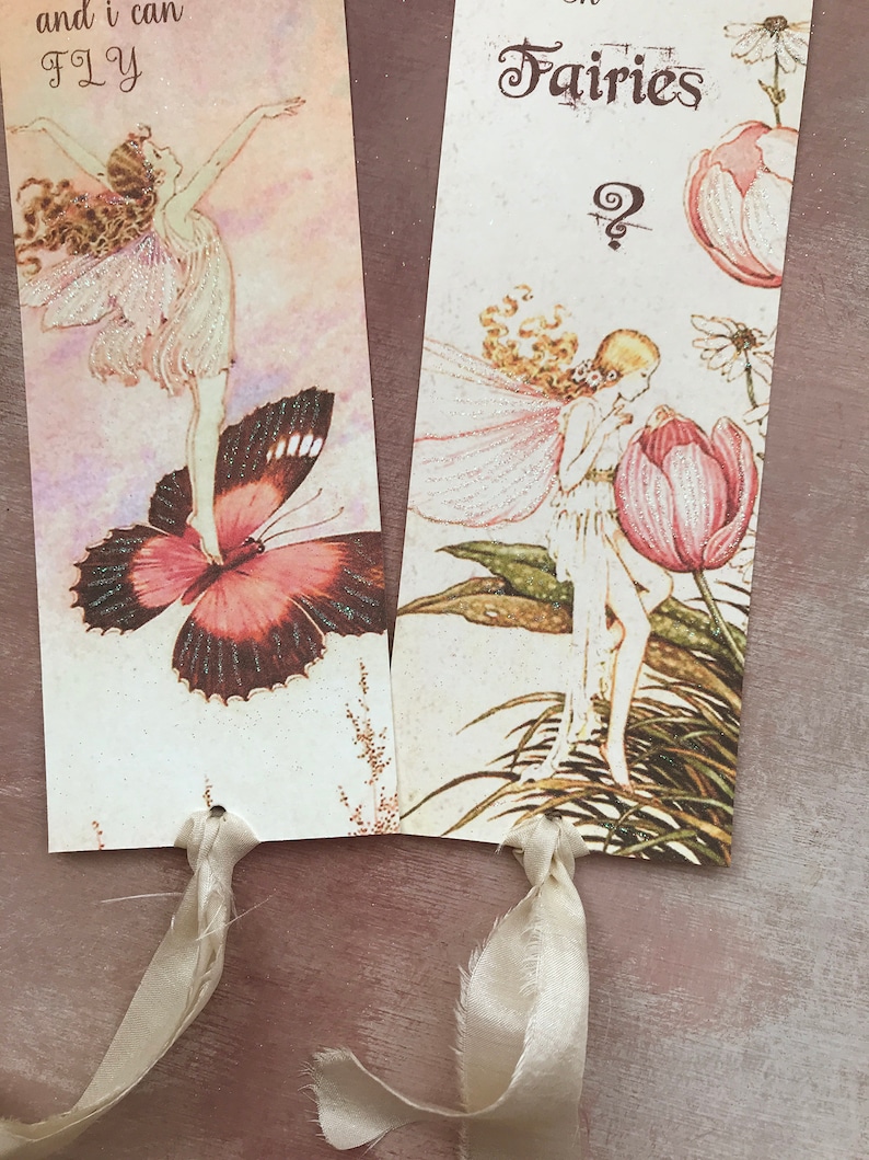4 Glitter Fairytale Bookmarks With Pure Silk Ribbons , Children's ...