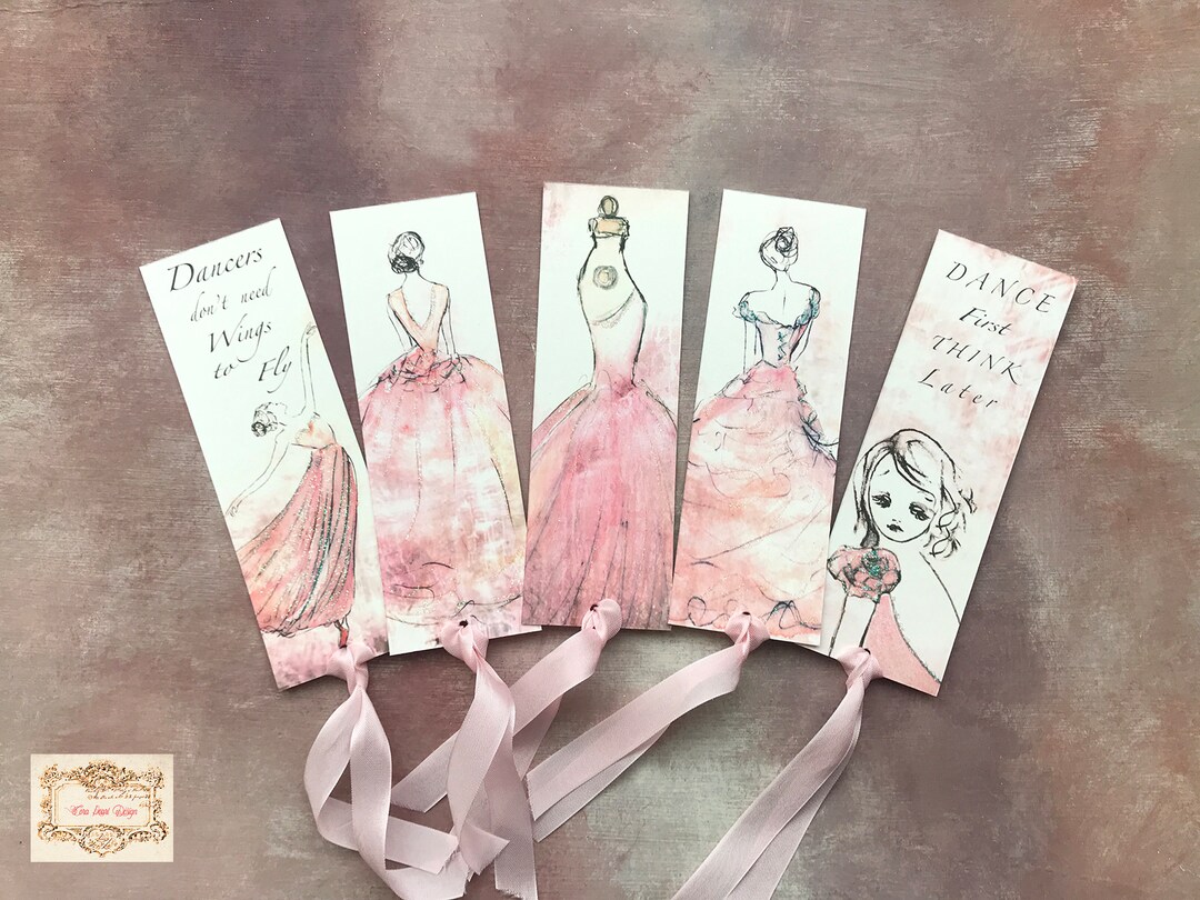 5 Glitter Ballerina Bookmarks With Inspirational Quotes Ballet Art ...