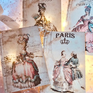 Marie Antoinette Pink Gift Tags , 5 Marie Bookmarks , Rococo Baroque ...