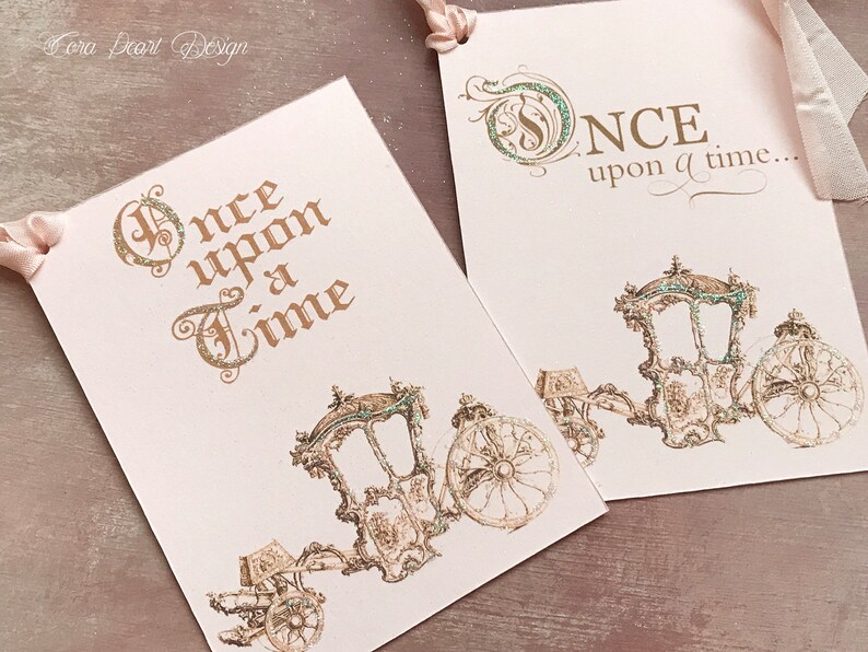 Pink Glitter Fairytale Carriage Gift Tags , Once Upon a Time Tags, Pink ...