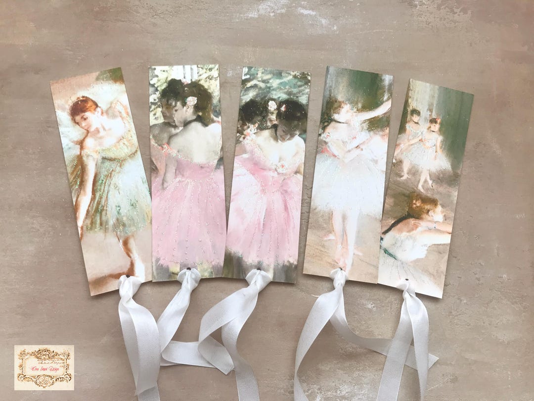 5 Degas Ballerina Glitter Bookmarks , Gift for Dancer, Journal Tags ...