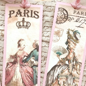 Marie Antoinette Pink Gift Tags , 5 Marie Bookmarks , Rococo Baroque ...