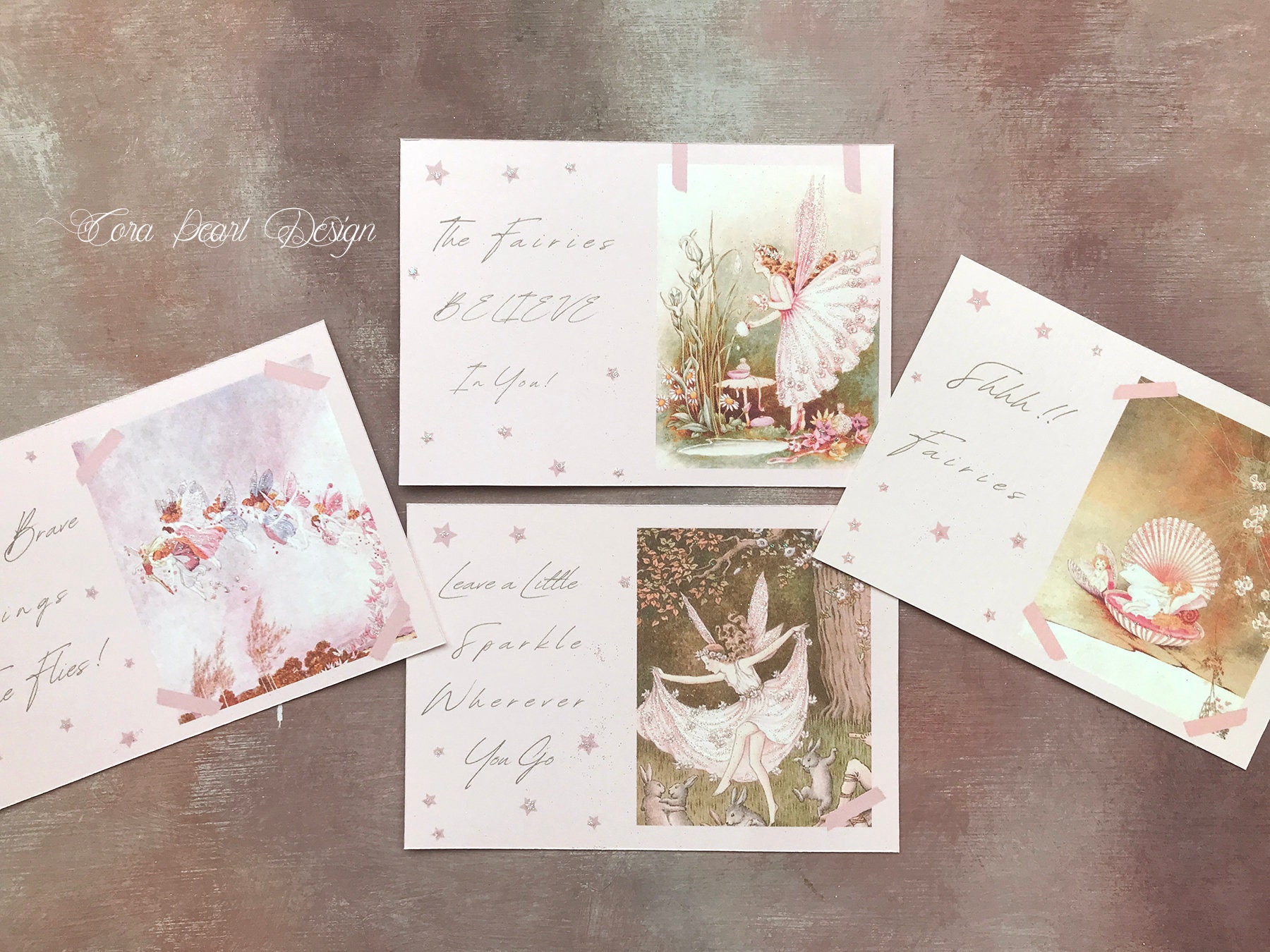 Fairytale Pink Glitter Postcards 4 Fine Art Fairytale Quotes - Etsy