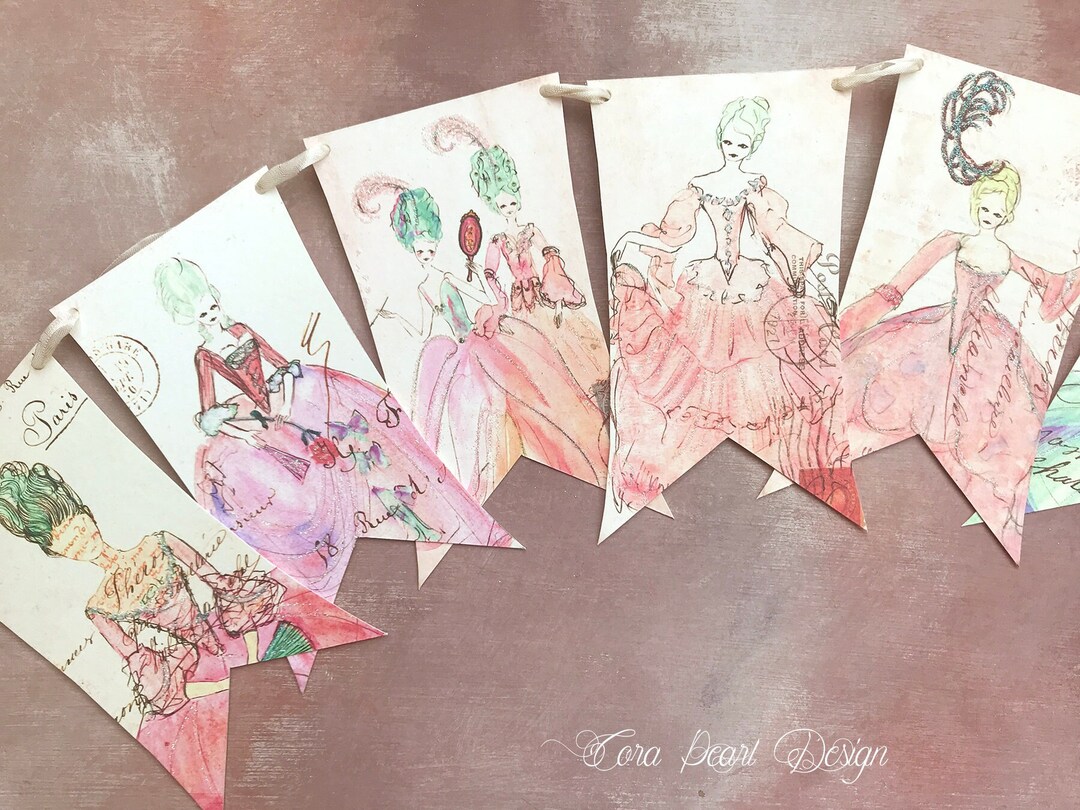 Marie Antoinette Glitter Bunting , Marie Party Decor , Marie Garland ...