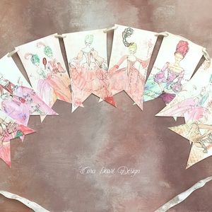 Marie Antoinette Glitter Bunting , Marie Party Decor , Marie Garland ...