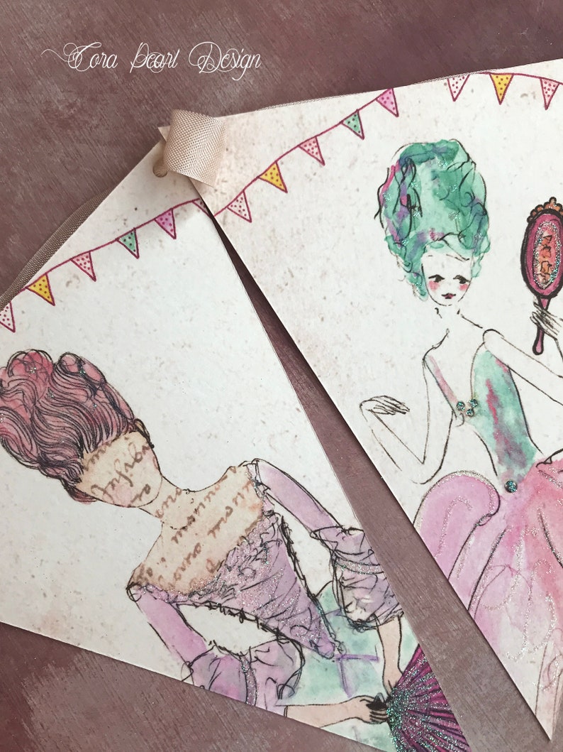 Marie Antoinette Glitter Bunting , Marie Party Decor , Marie Garland ...