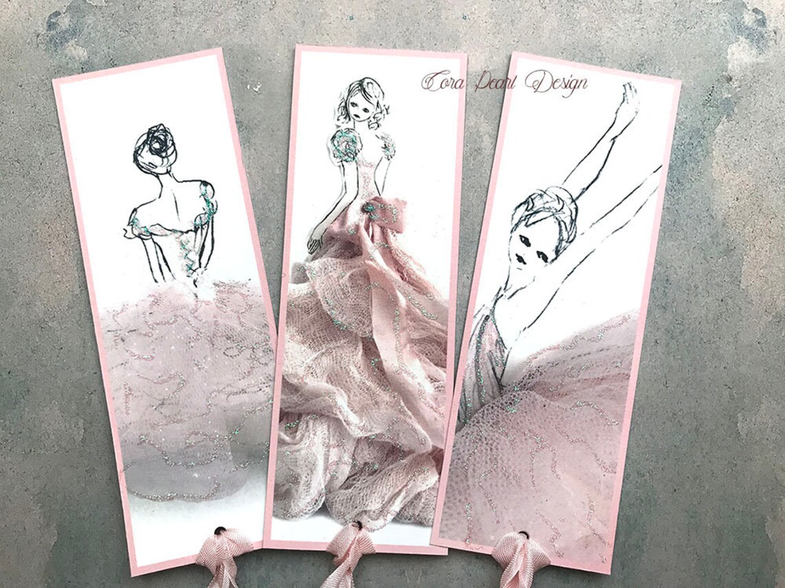 5 Pink Glitter Ballerina Bookmarks Ballet Art Journal Tags - Etsy UK