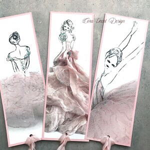 5 Pink Glitter Ballerina Bookmarks , Ballet Art , Shabby Chic Tags ...
