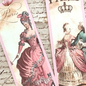 Marie Antoinette Pink Gift Tags , 5 Marie Bookmarks , Rococo Baroque ...