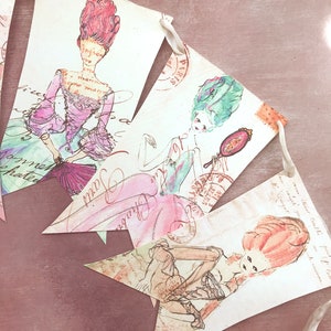 Marie Antoinette Glitter Bunting , Marie Party Decor , Marie Garland ...