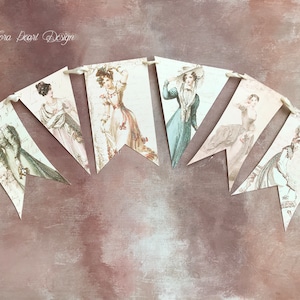 Jane Austen Inspired Regency Glitter Bunting Flag Garland - Etsy