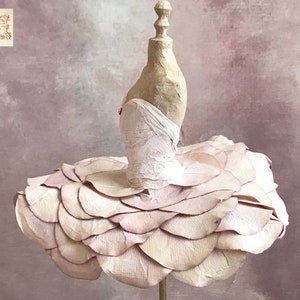 Rose Petal Pink Paper Ballet Tutu Sculpture on Mannequin , Wood Base ...