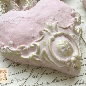 3 Pink Heart Hanging Decorations , Valentines Day Decor , Baroque ...