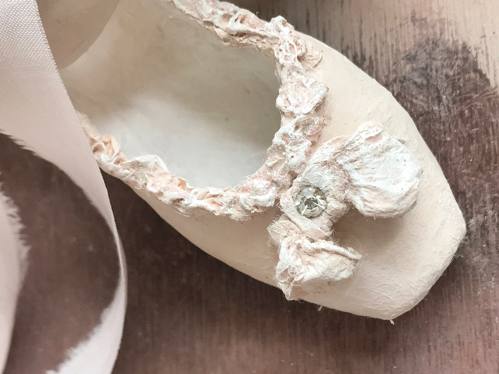 Pink Paper Pointe Shoes With Pure Silk Ribbons in Gift Box | Etsy UK