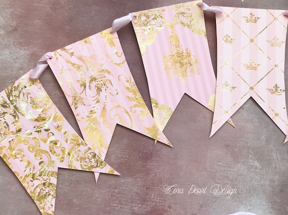 Pink and Gold Rococo Baroque Bunting Flag Garland Pink - Etsy