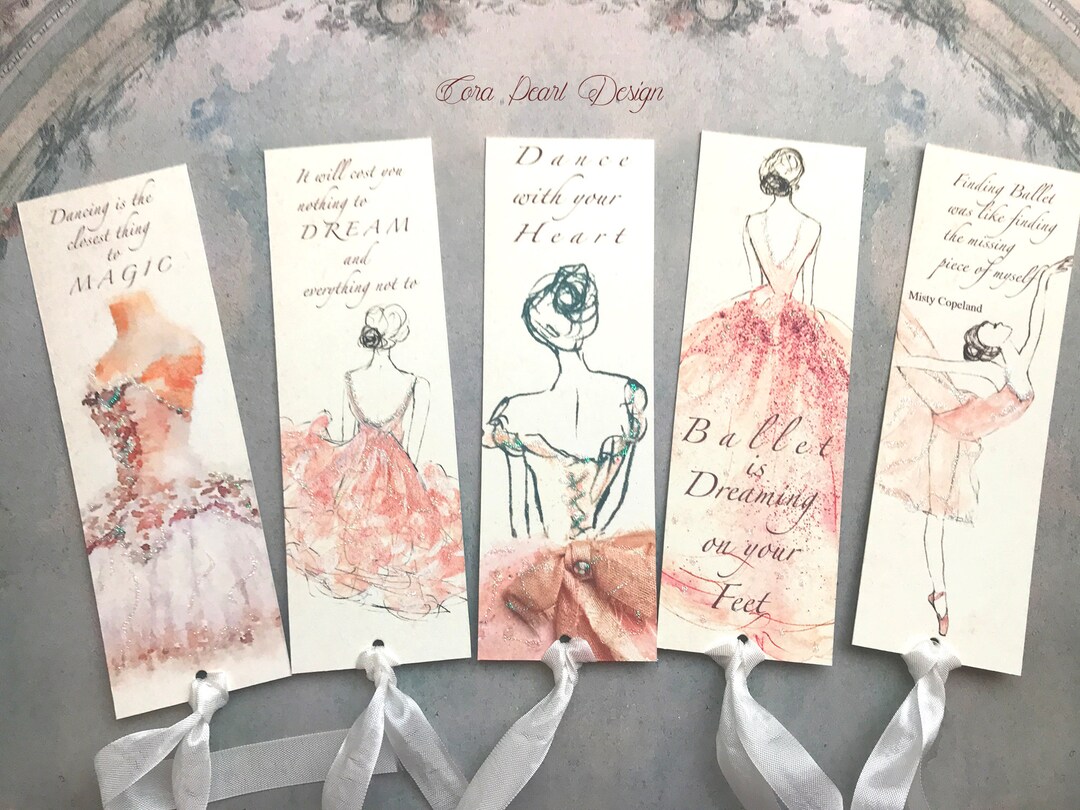 5 Glitter Ballerina Bookmarks With Inspirational Quotes - Ballet Art ...