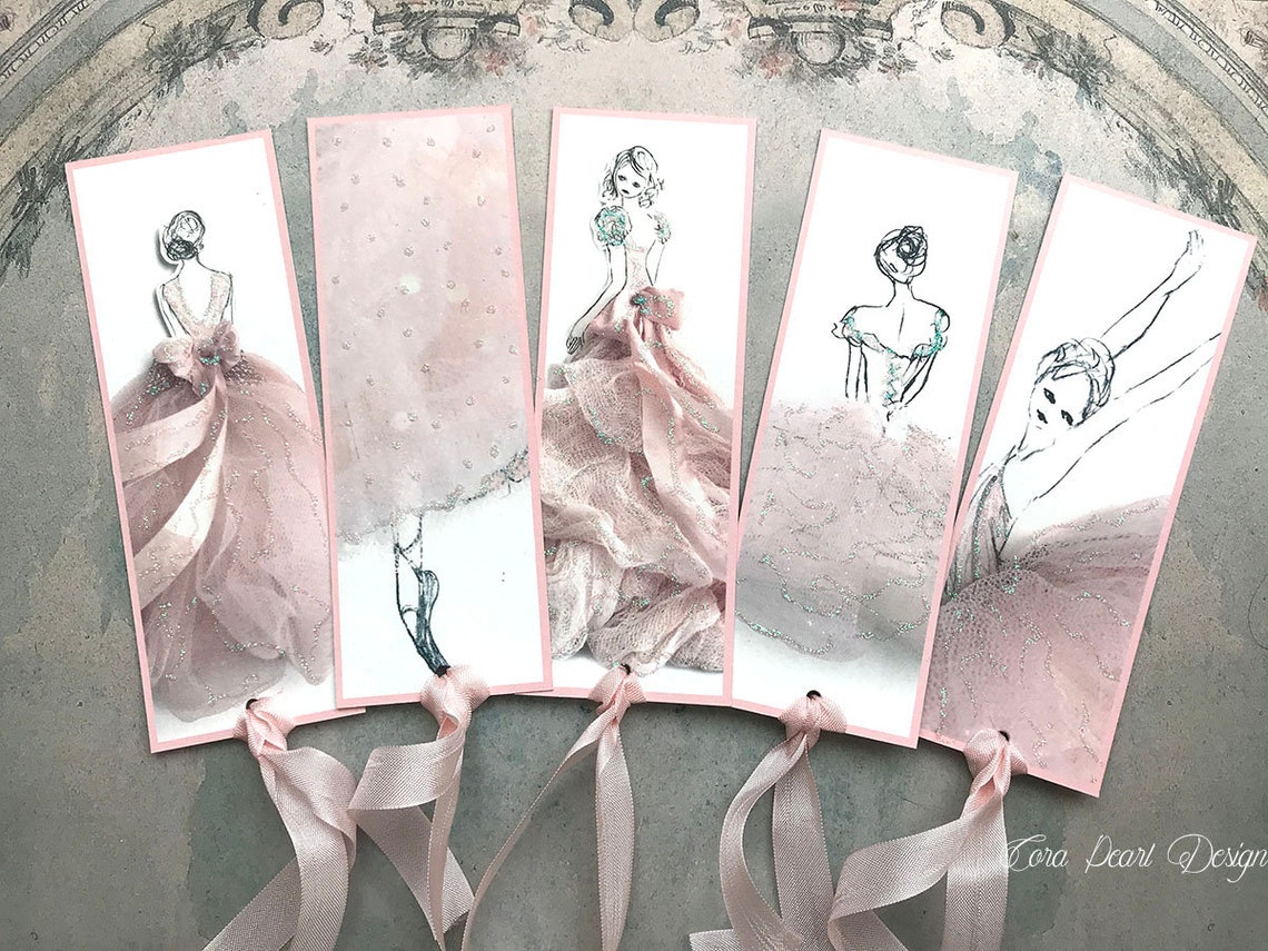 5 Pink Glitter Ballerina Bookmarks Ballet Art Journal Tags - Etsy UK