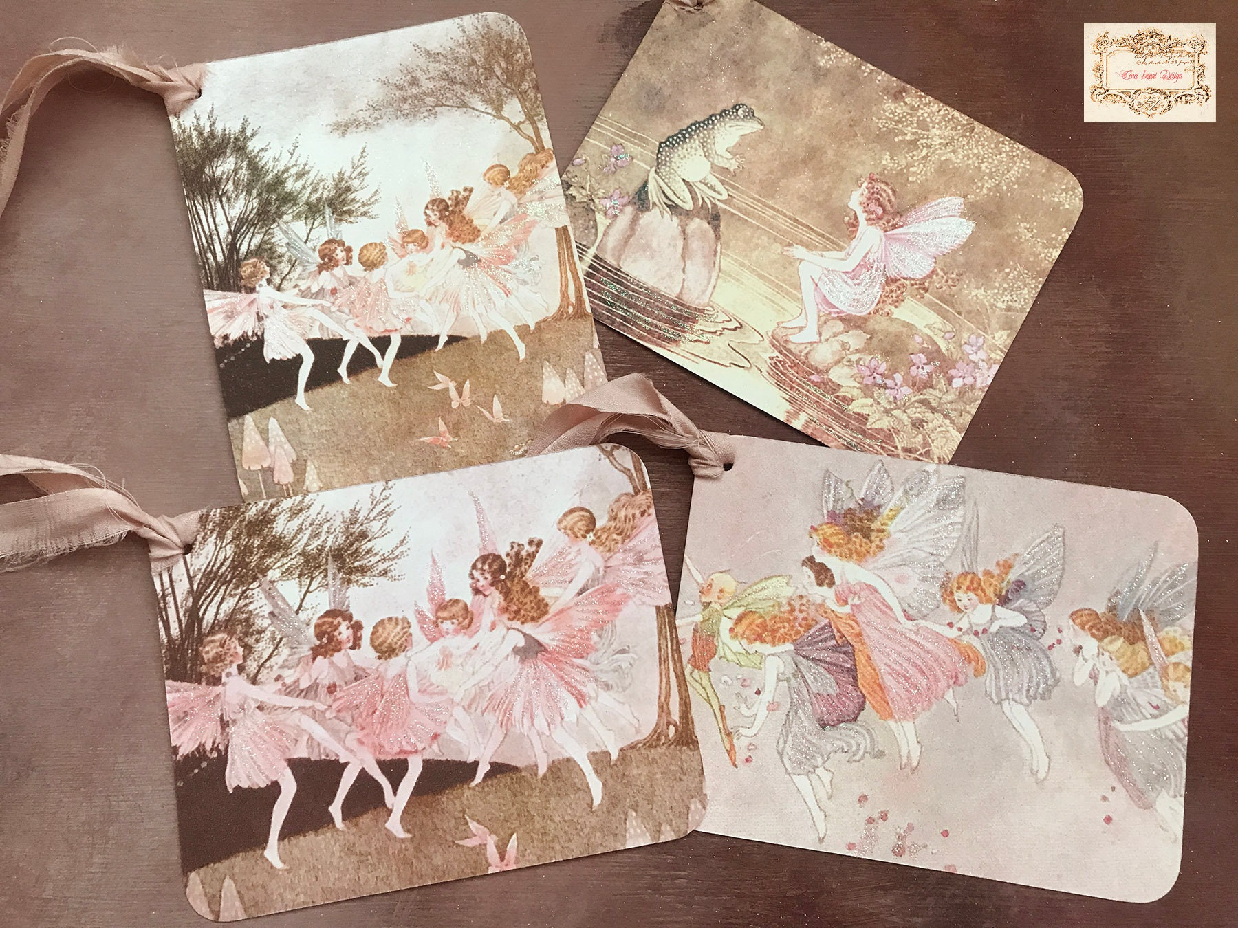 Glitter Fairy Gift Tags With Pure Silk Ribbons , Children's Gift Tags ...